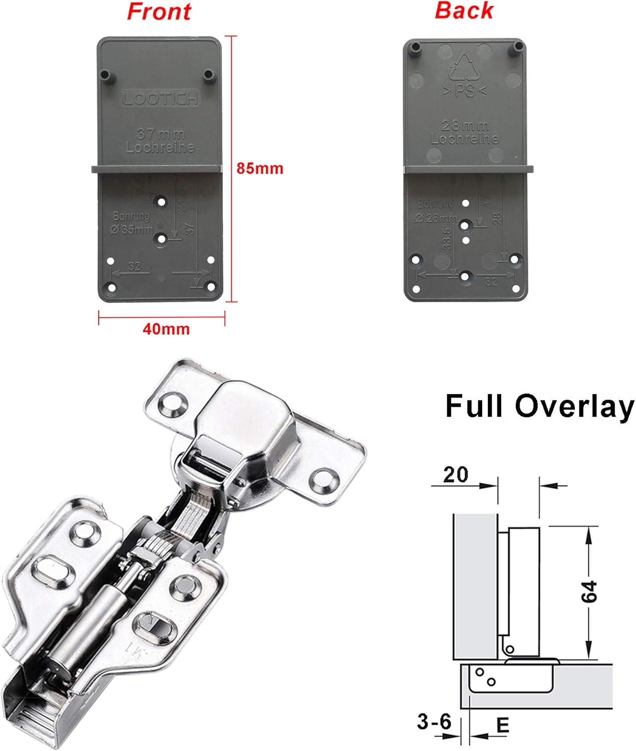 LOOTICH 110 Degree Kitchen Cabinet Cupboard Wardrobe Door Standard ...
