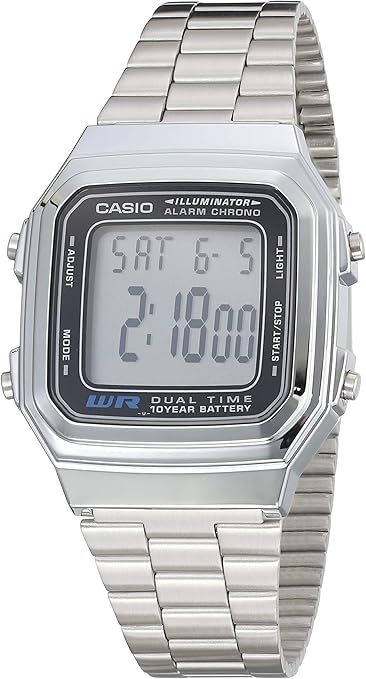 Reloj Casio Digital Retro Unisex, pulsera de Acero Inoxidable: Amazon ...