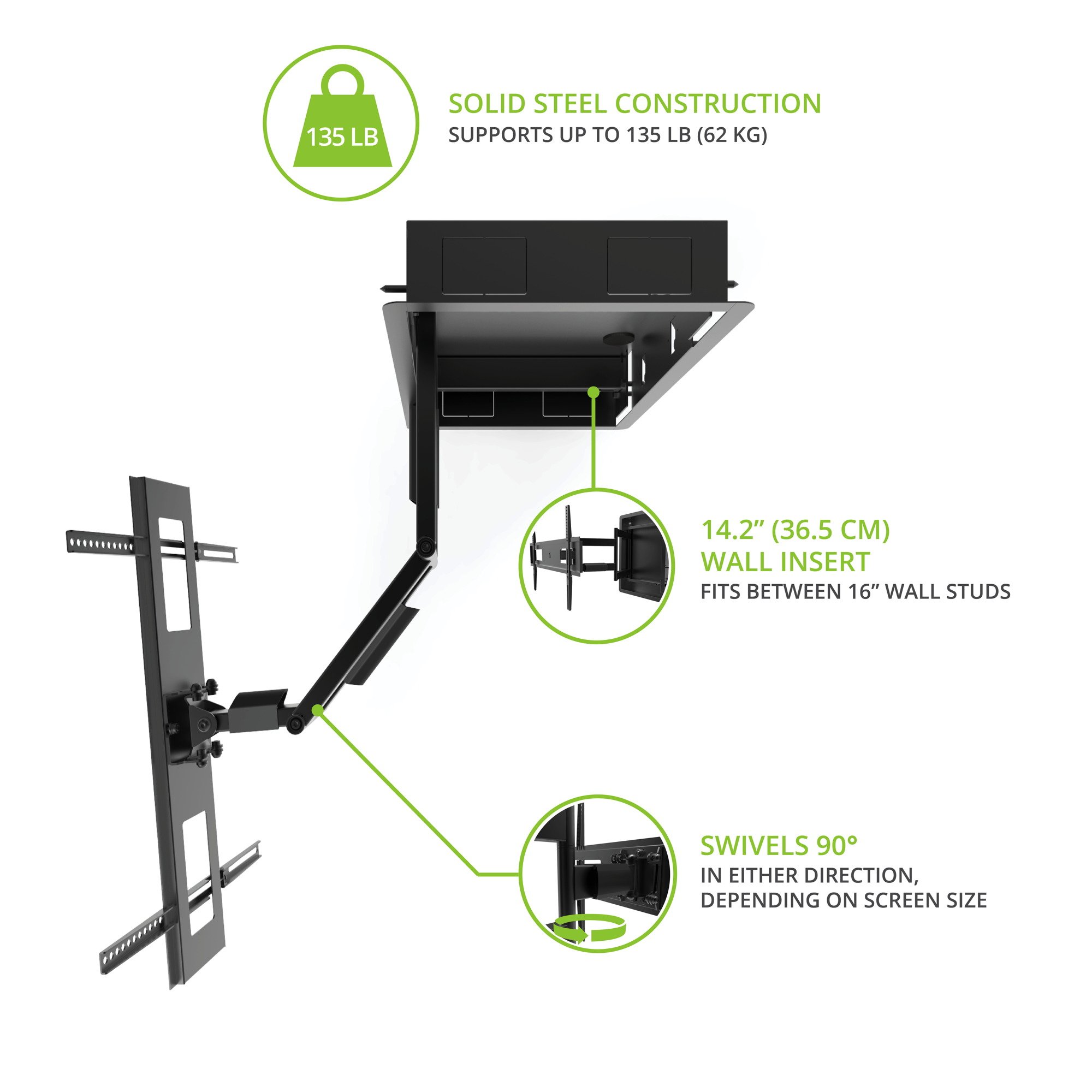 Mua Kanto R500 Recessed In-Wall Full Motion Articulating TV Mount for ...