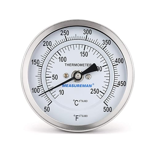 Measureman Fully Stainless Steel Bimetal Dial Thermometer, 3" Dial, 4 ...