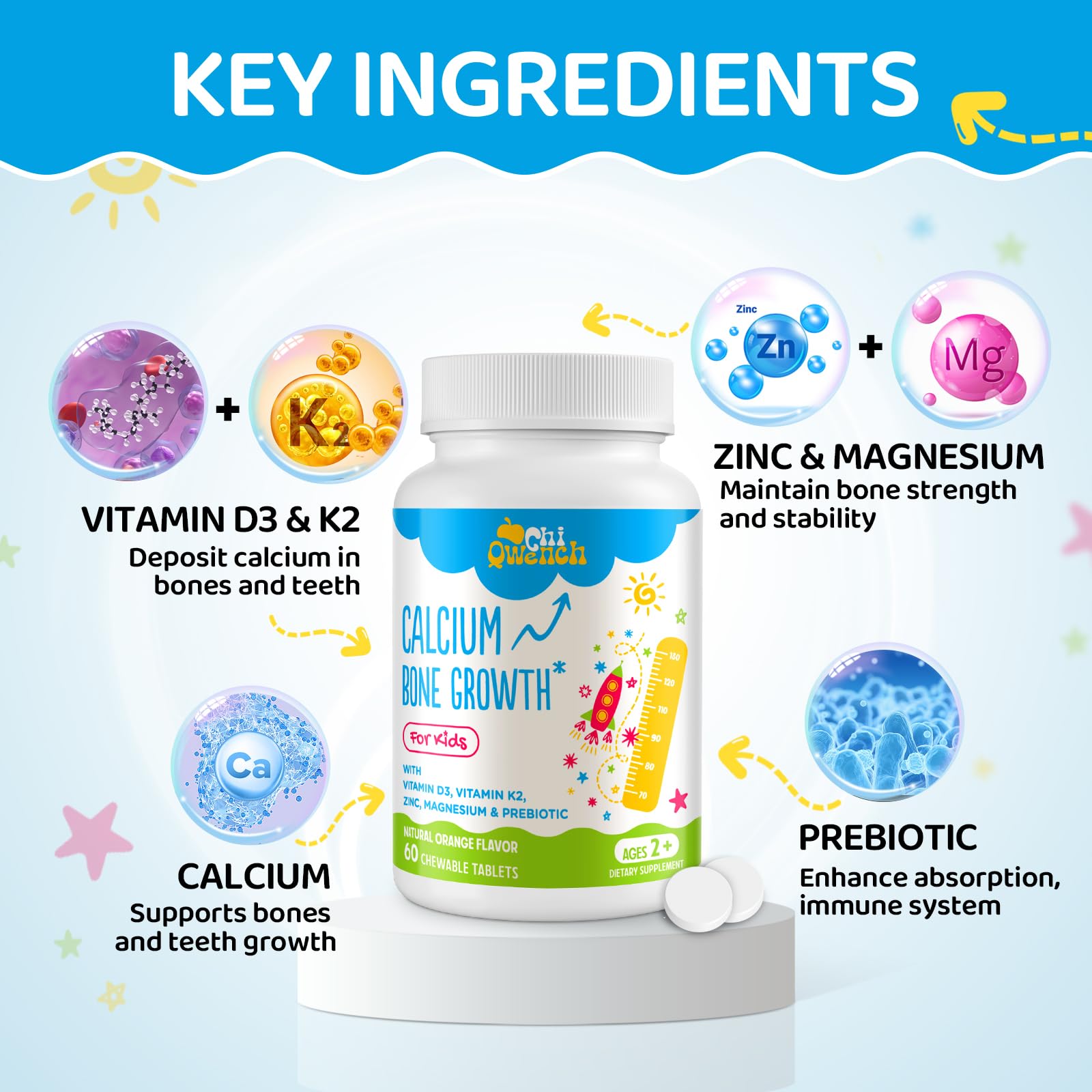 Mua 500 MG Calcium Supplement with Vitamin D3 & K2, Zinc, Magnesium ...