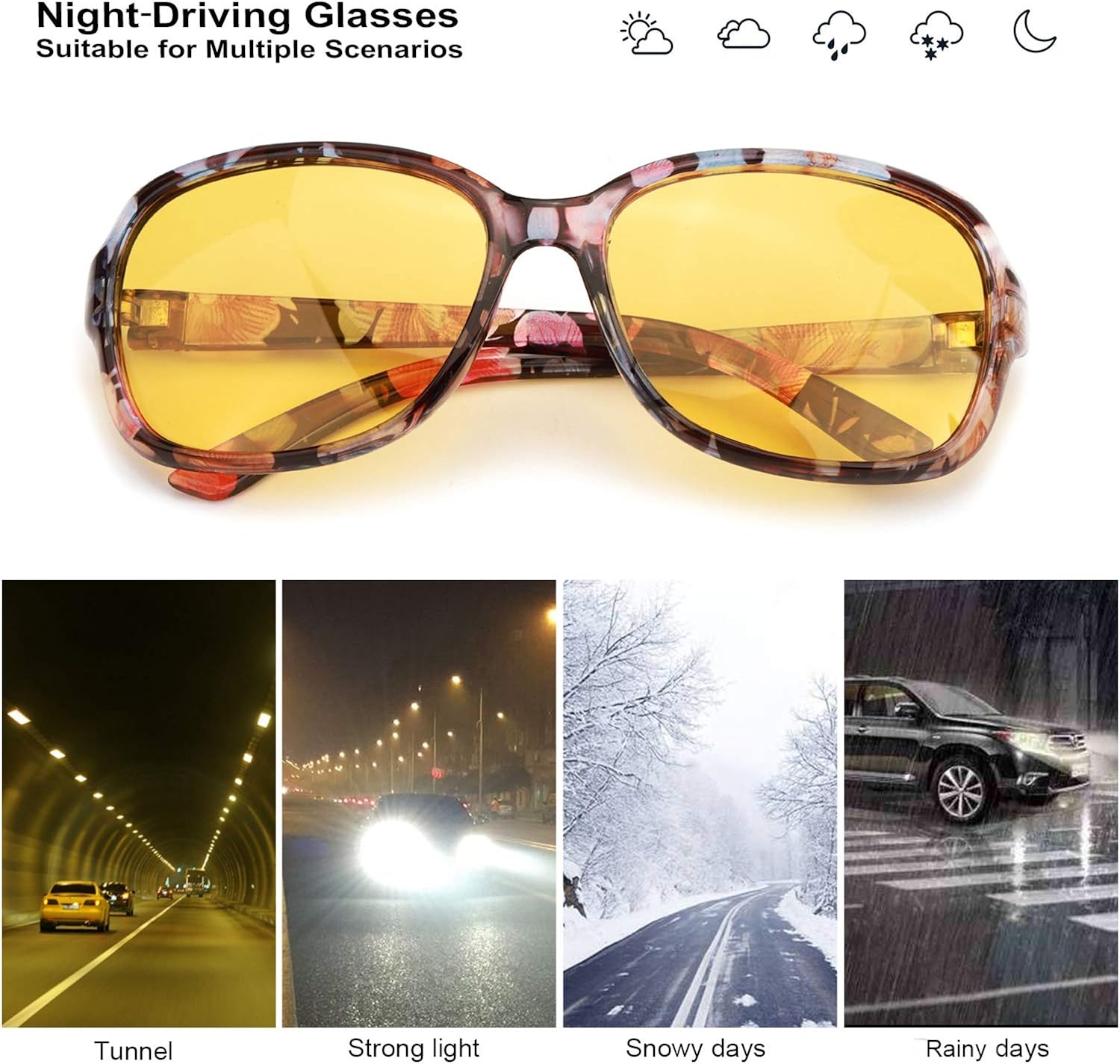 SIPHEW Night-Driving Glasses for Women, Anti Glare Night-Vision Glasses ...