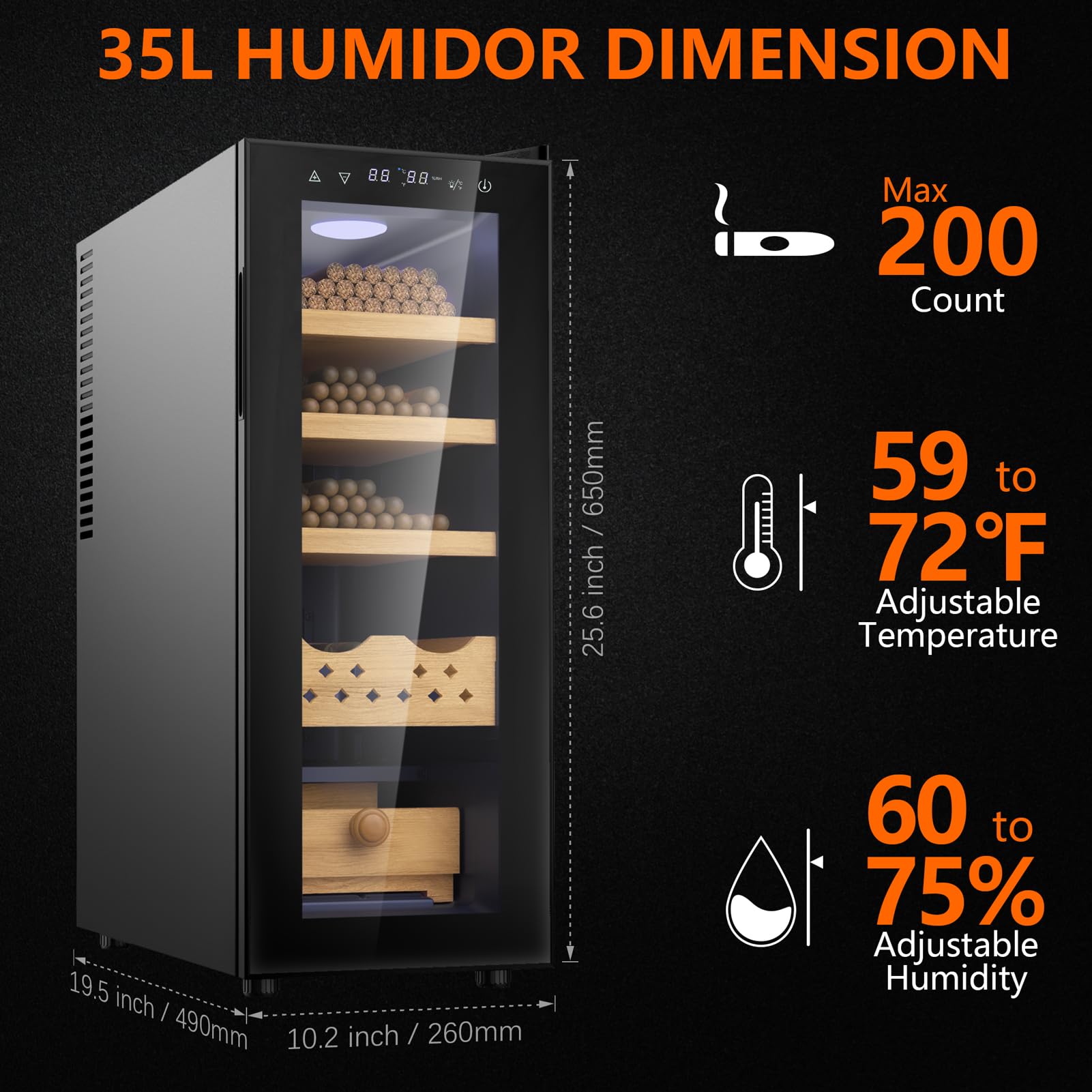 Mua 35L Electric Cigar Humidor with 3 in1 Cooling, Heating & Humidity ...