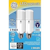 GE LED Bright Stik Light Bulbs, General Purpose Light Bulb, 15 Watt ...
