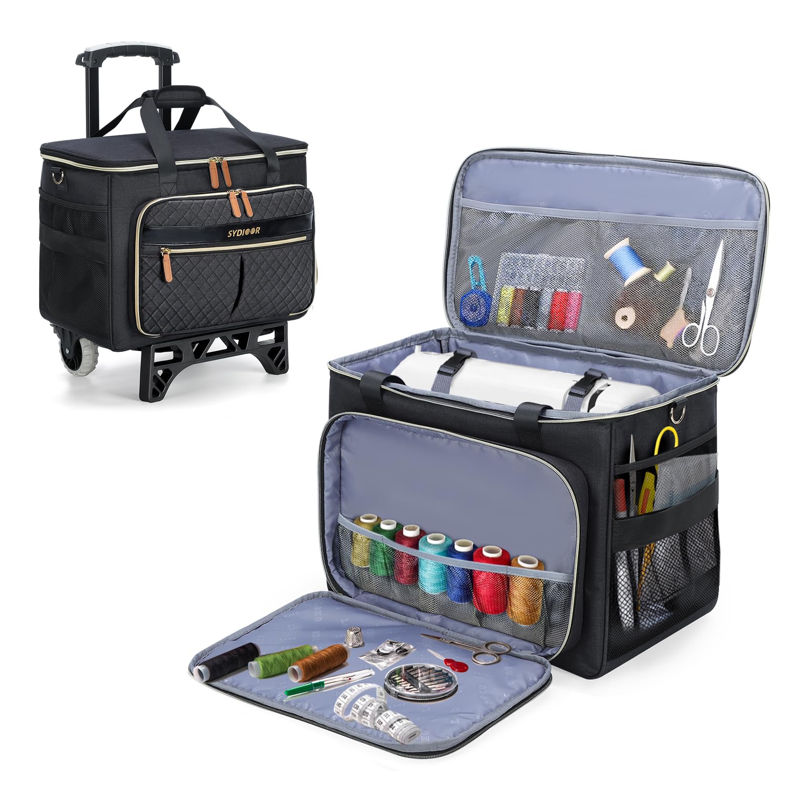 Sydioor Sewing Machine Case with Wheels, Industrial-grade Trolley and ...
