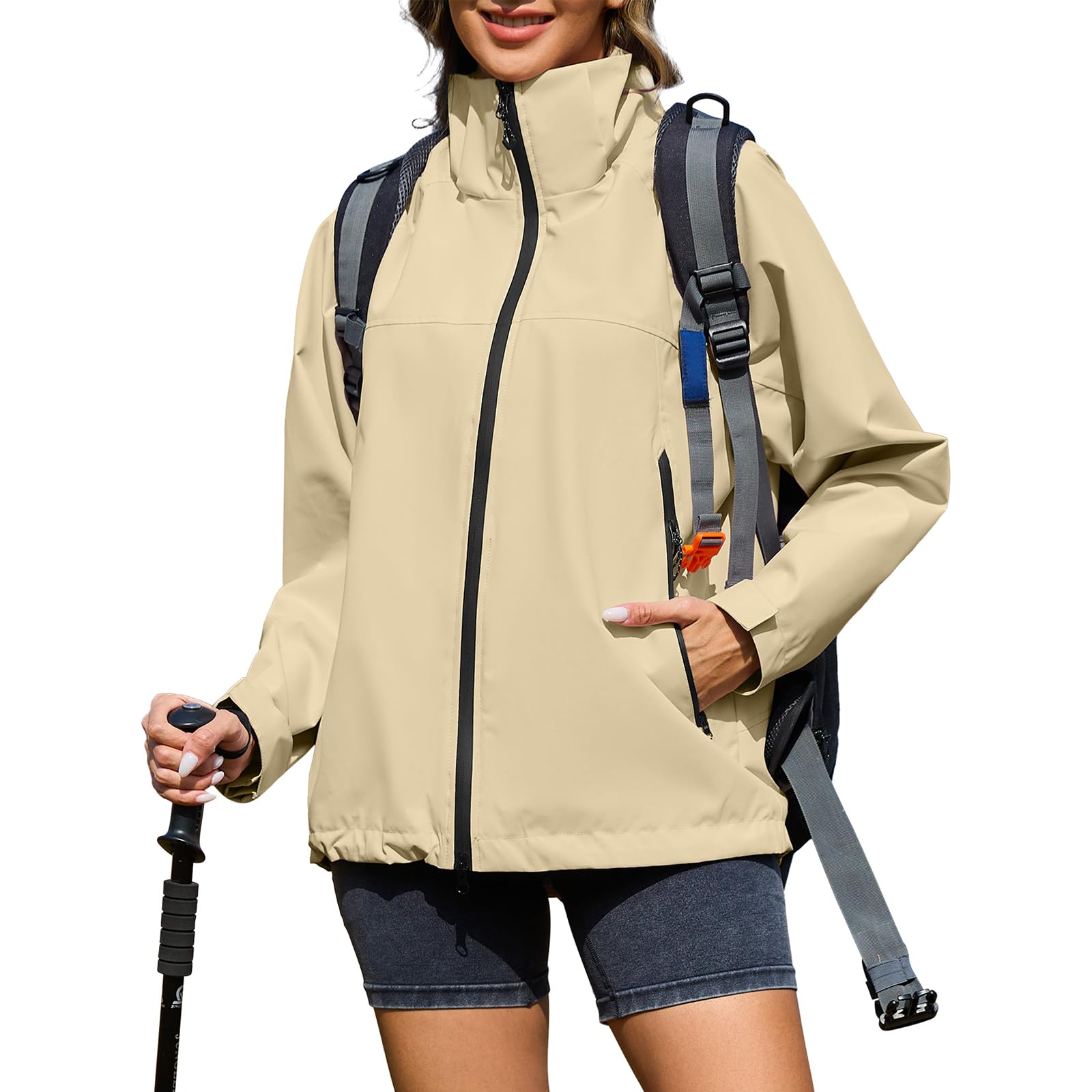 American Trends Rain Jacket Women Waterproof with Hood Lightweight ...