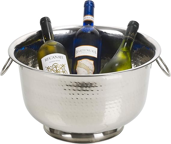 Large Round Ice Bucket Bowls and Bottle Holders Stainless Steel Party ...