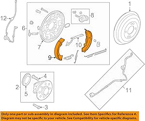 Amazon.com: Genuine Hyundai 58305-3XA00 Parking Brake Shoe and Lining ...