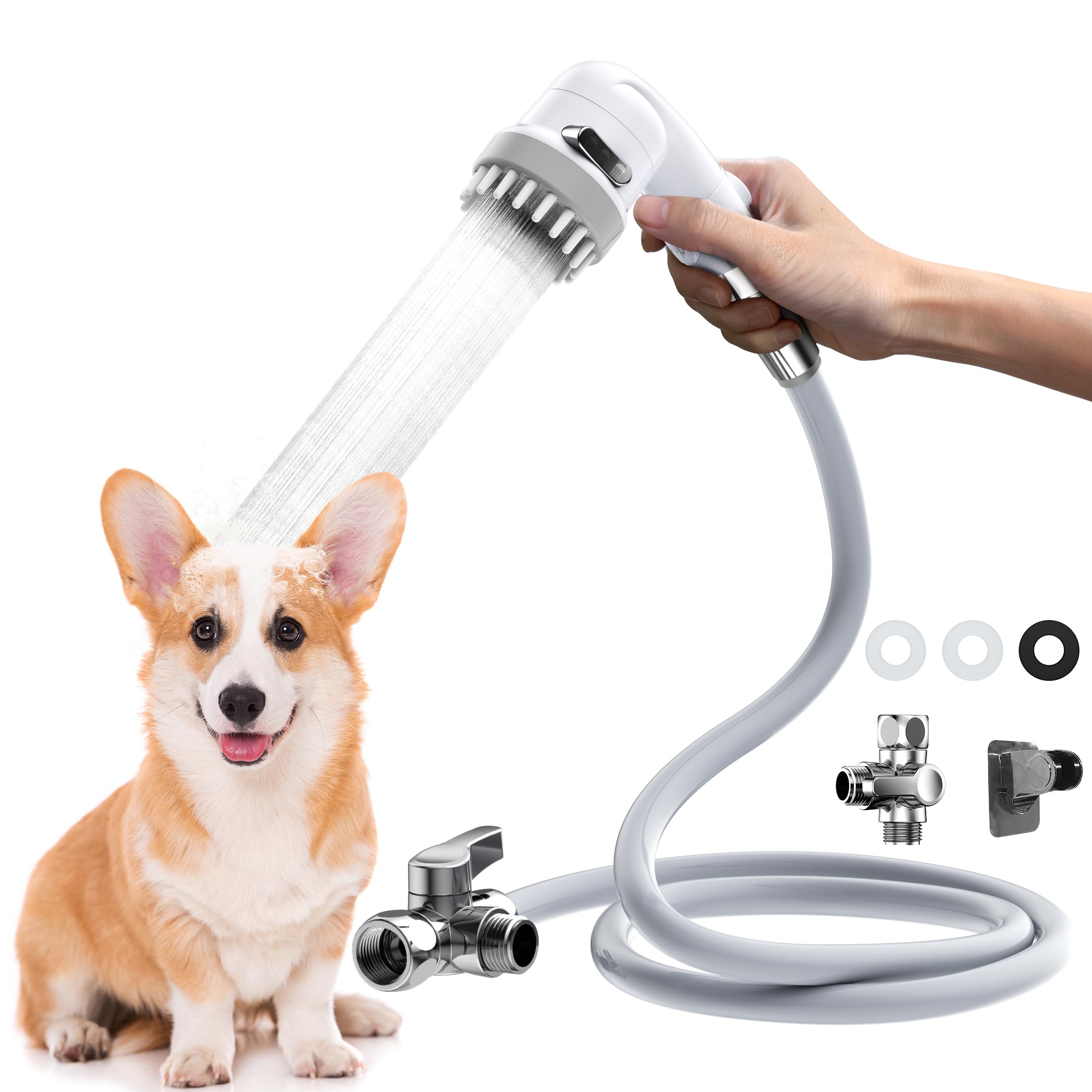 Dog Shower Attachment, Pet Shower Set with 9.84ft Hose, 3-mode Handheld ...