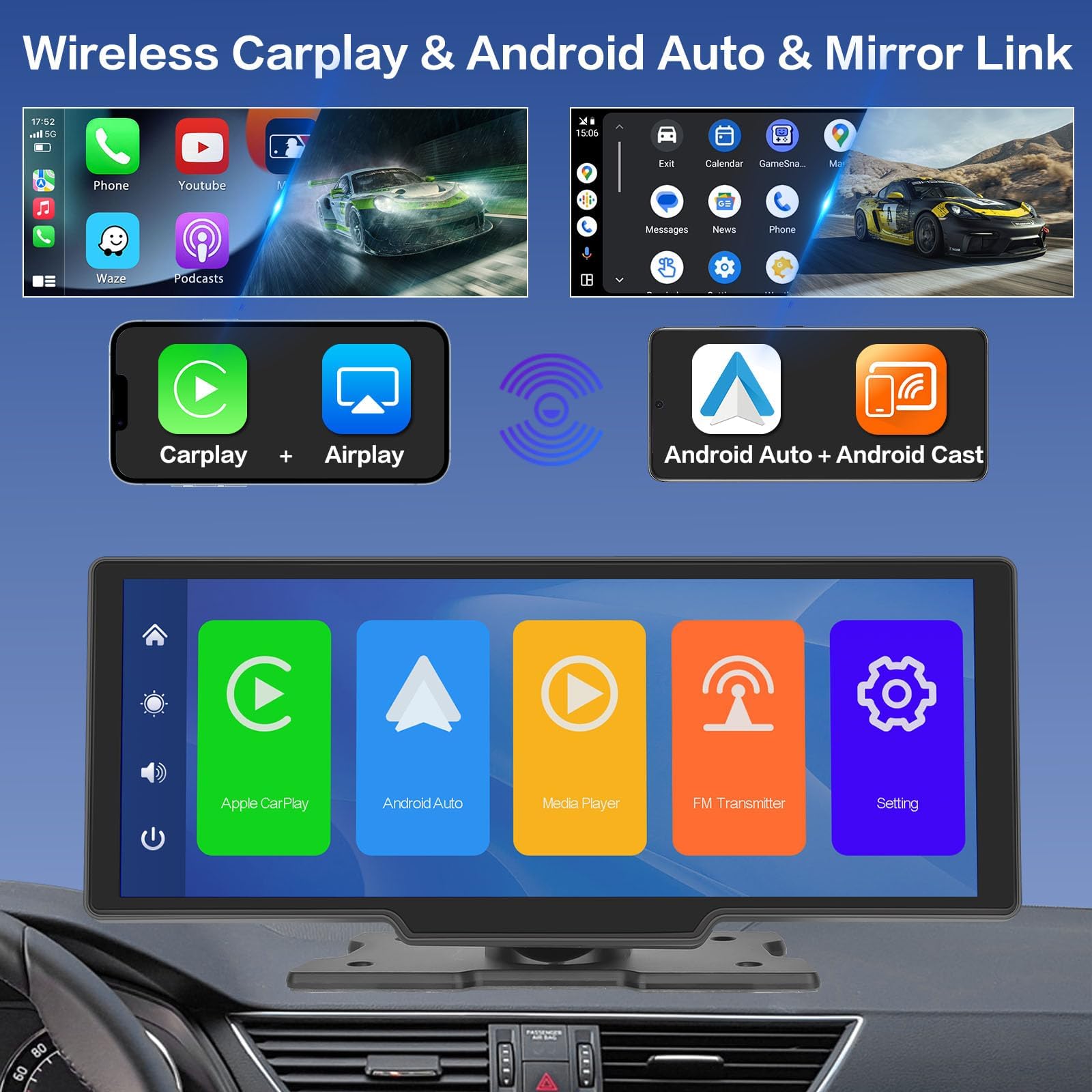 Mua Hikity 10.26 Inch Portable Wireless Apple Carplay Android Auto ...