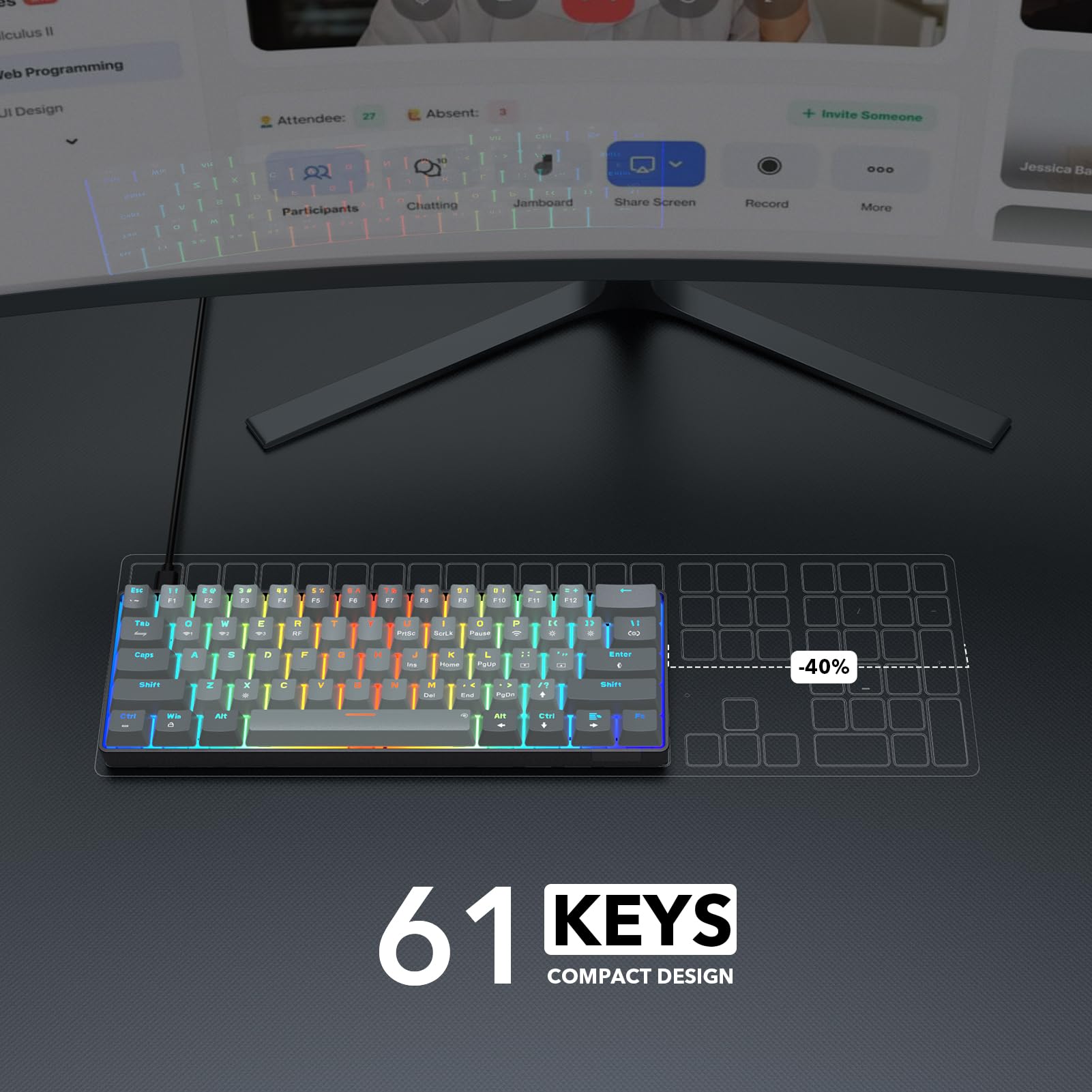 Mua SABLUTE Mechanical Gaming Keyboard, Bluetooth/2.4G/USB-C Wired 60% ...