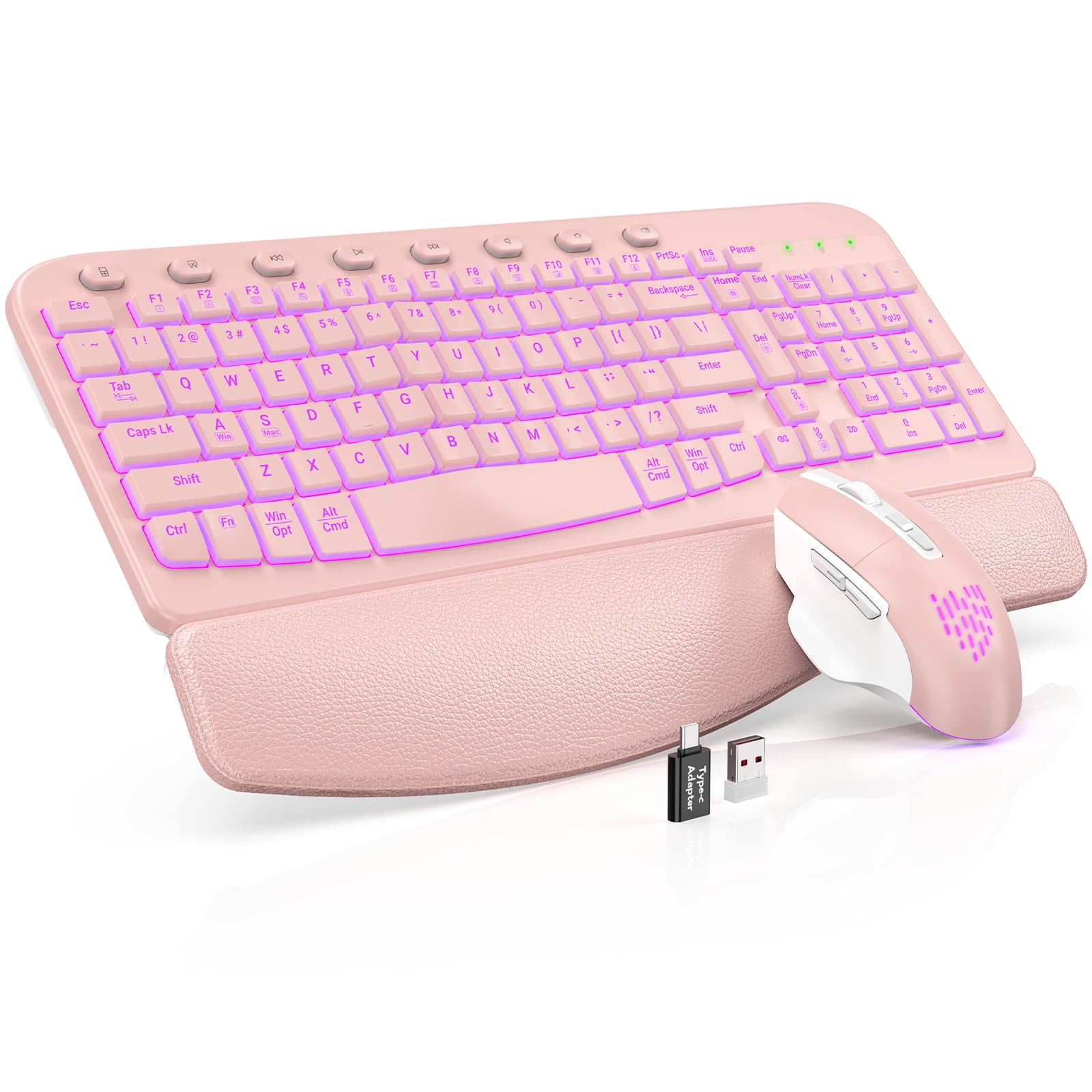 SABLUTE Ergonomic Wireless Keyboard and Mouse Combo - Wave Keyboard ...