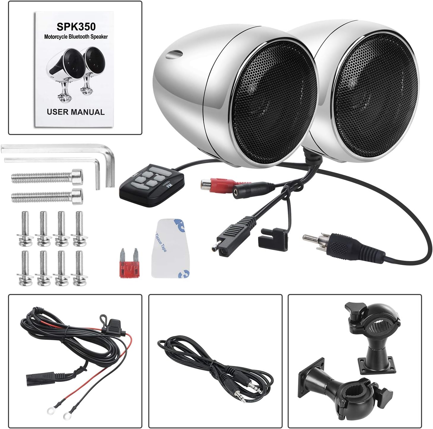 iMESTOU Motorcycle Audio Systems 300W Waterproof 4 Inch Bluetooth ...