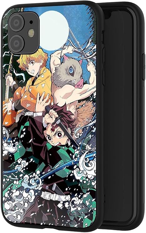 Case for iPhone 11, Anime Demon Slayer Pattern Design Tempered Glass ...