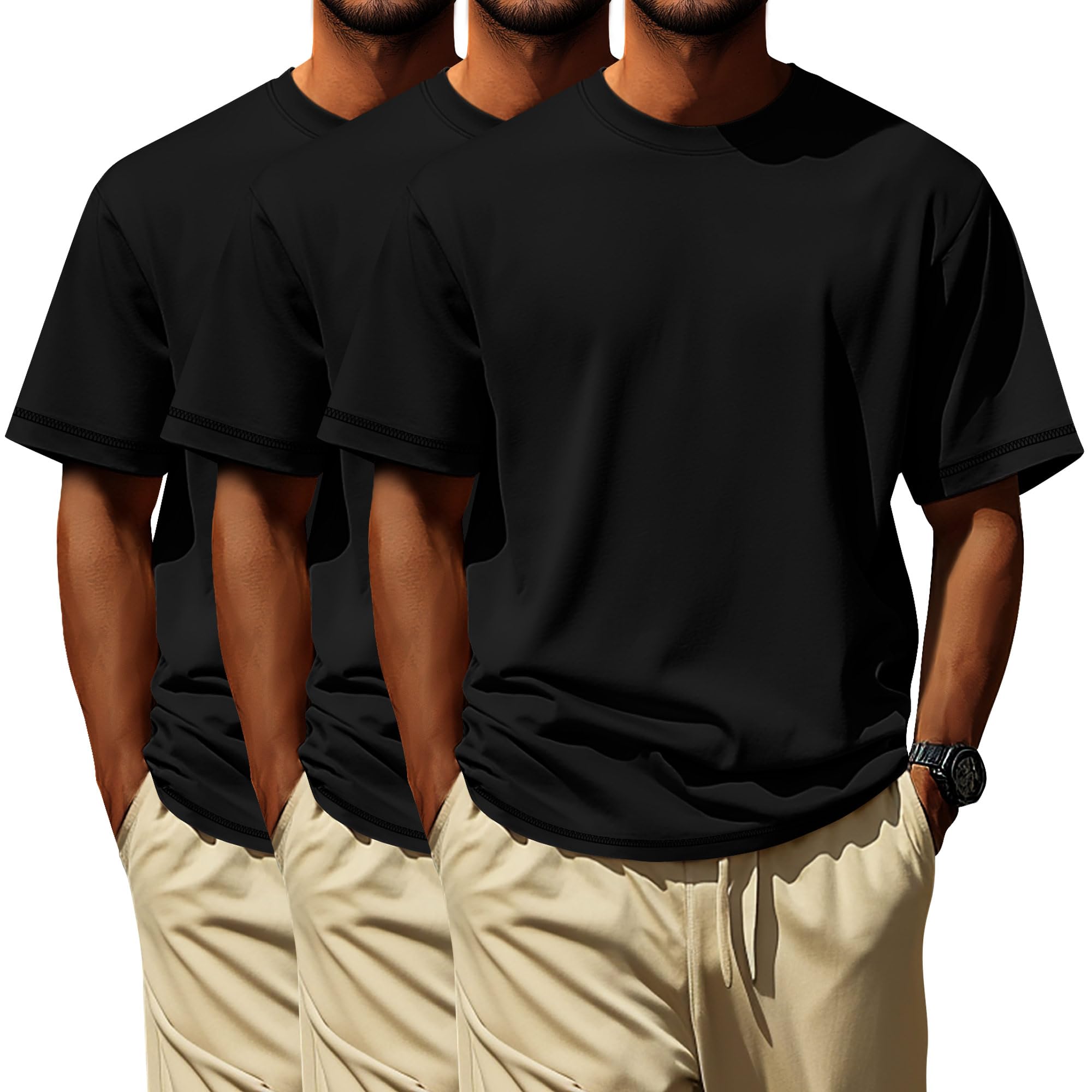 Neer 3 Pack Big and Tall Shirts for Men L-5XL, Oversized Cotton ...