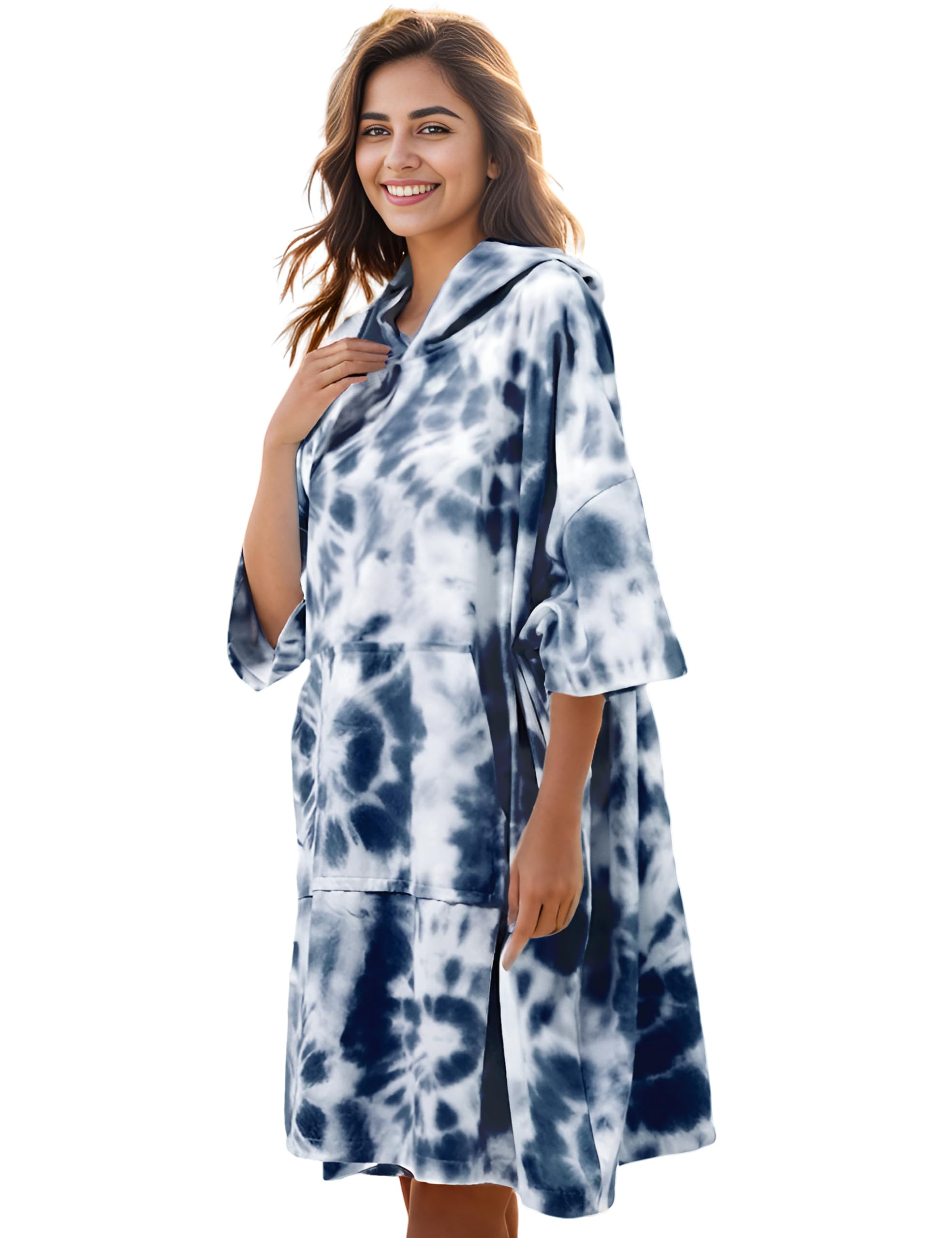 KFUBUO Surf Poncho Changing Towel Swim Robe with Pocket Plus Size Terry Cloth Swim Cover Up for ...