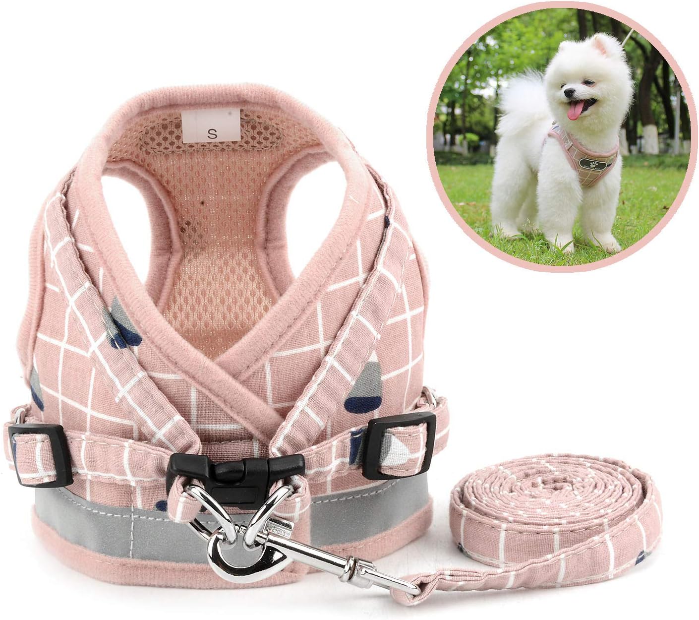 Zunea No Pull Small Dog Harness And Lead Set Adjustable Reflective Step Zunea No Pull Small Dog Harness And Lead Set Adjustable Reflective Step