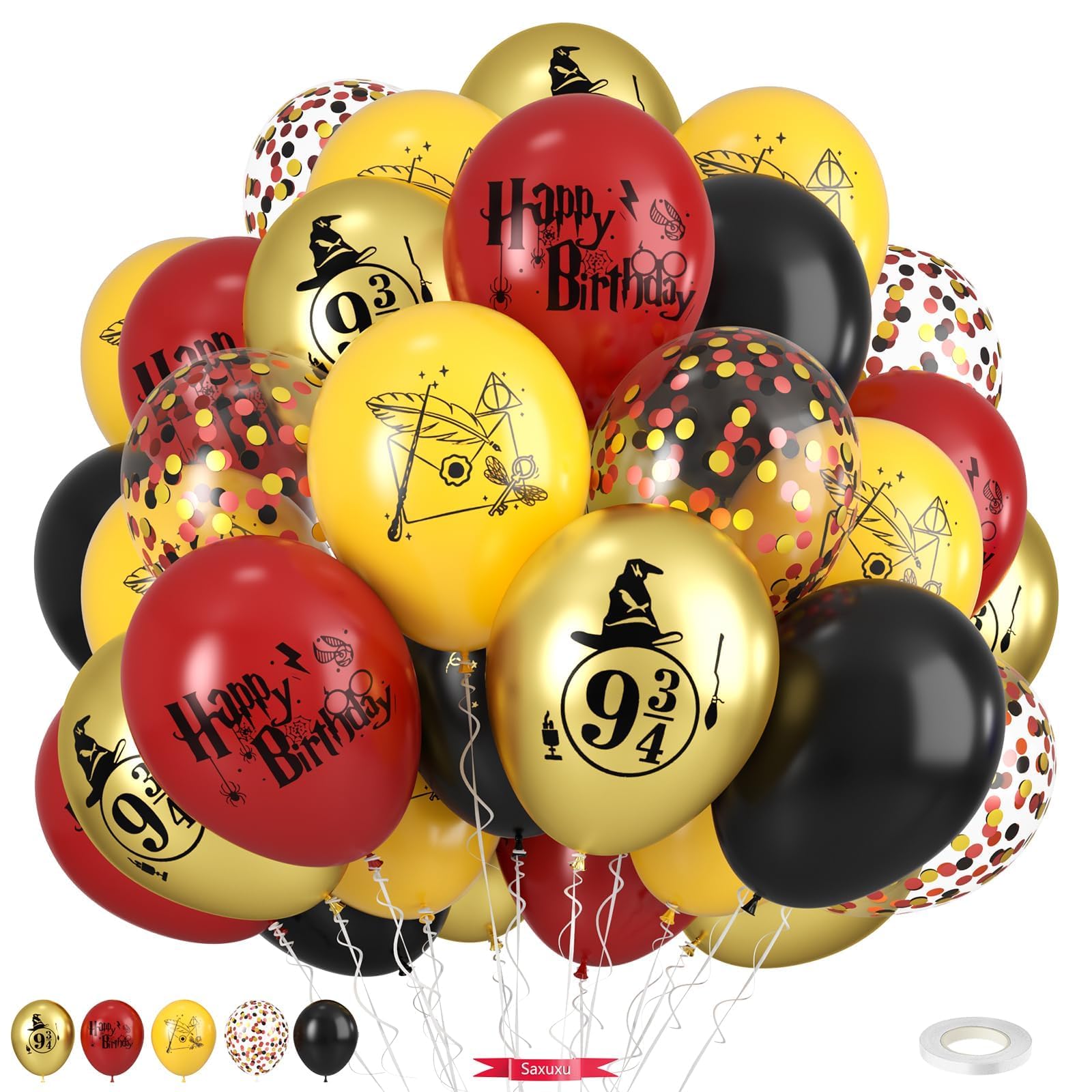 Black Burgundy Gold Balloons, 12 Inch Maroon Yellow Black Gold Confetti ...