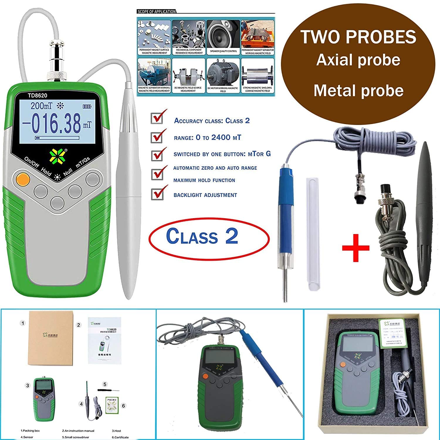 Digital Tesla Meter Gauss Meter With Axial Probe And Hall Probe Surface ...
