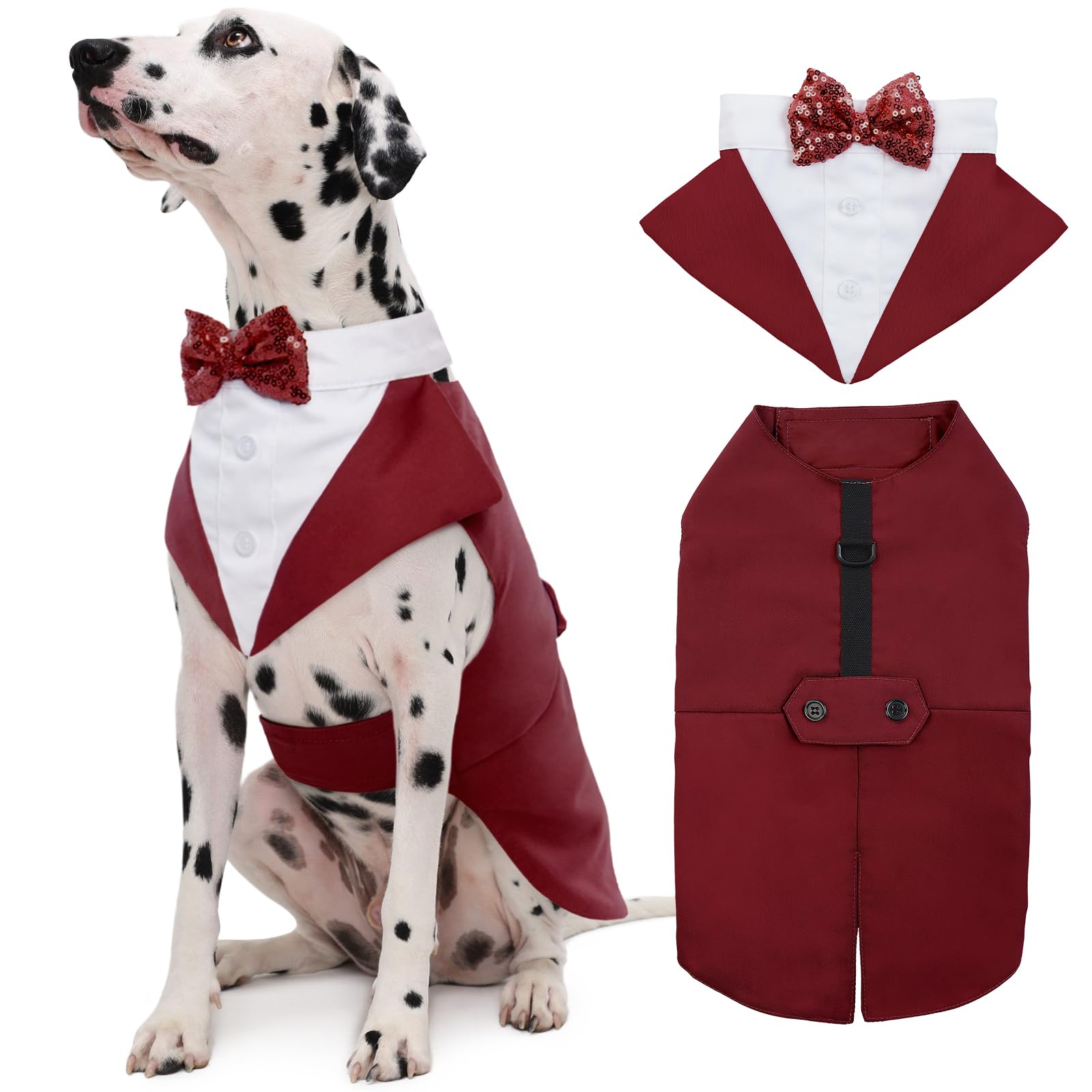 Kuoser Dog Tuxedo Dog Suit and Bandana Set, Dogs Tuxedo Wedding Party ...