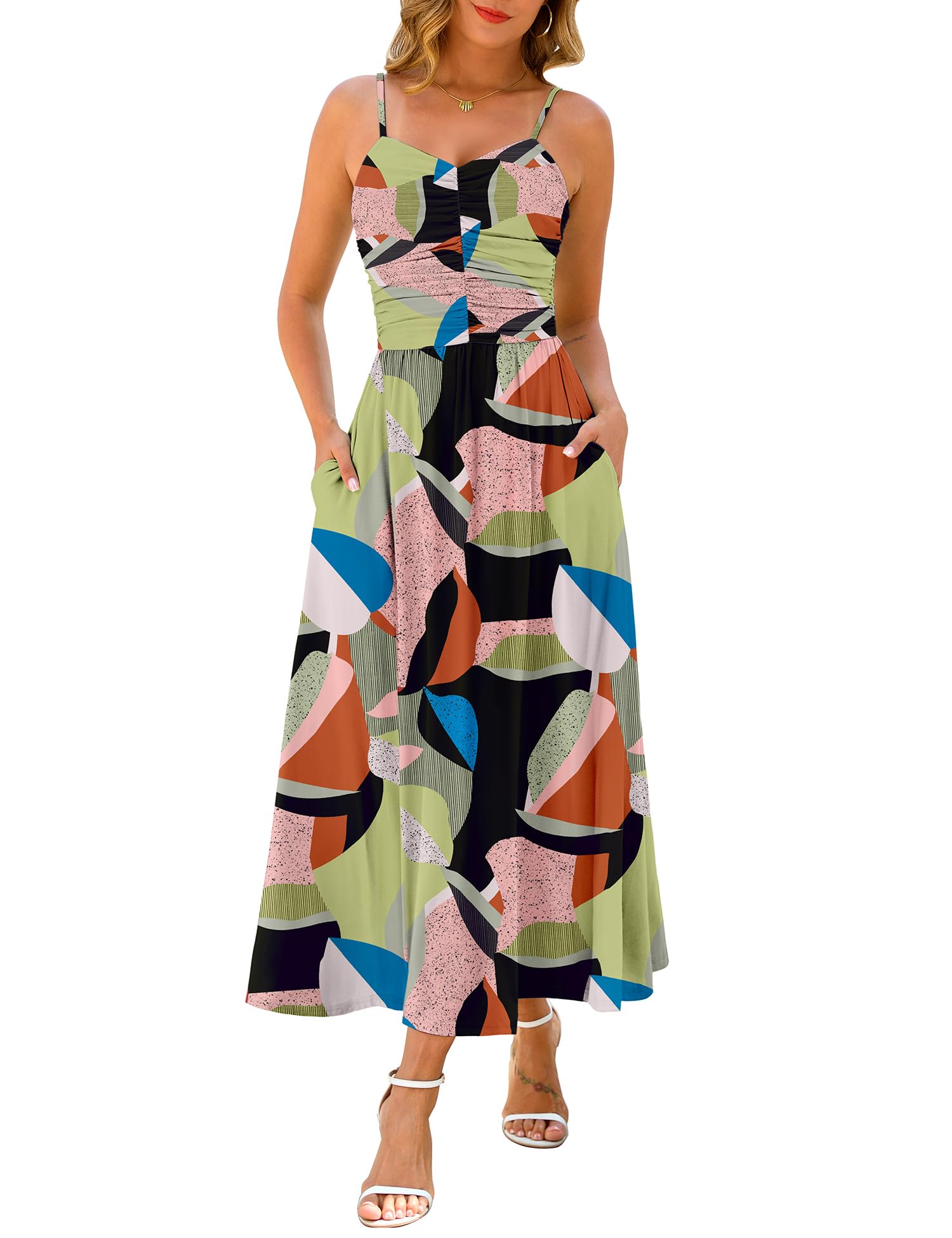 Annebouti Womens 2025 Spring Summer Maxi Dress Flowy Casual Spaghetti ...