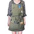 Amazon.com: VONLUXE Artist Canvas Apron with Pockets Painting Apron Adjustable Shoulder Strap ...
