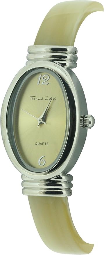 Thomas Calvi Women's Quartz Watch with Gold Dial Analogue Display and ...