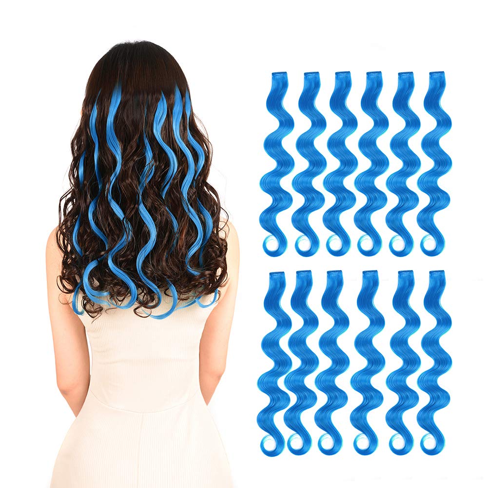 Amazon.com : 12 Pieces Party Highlights Clip in Colored Hair Extensions ...