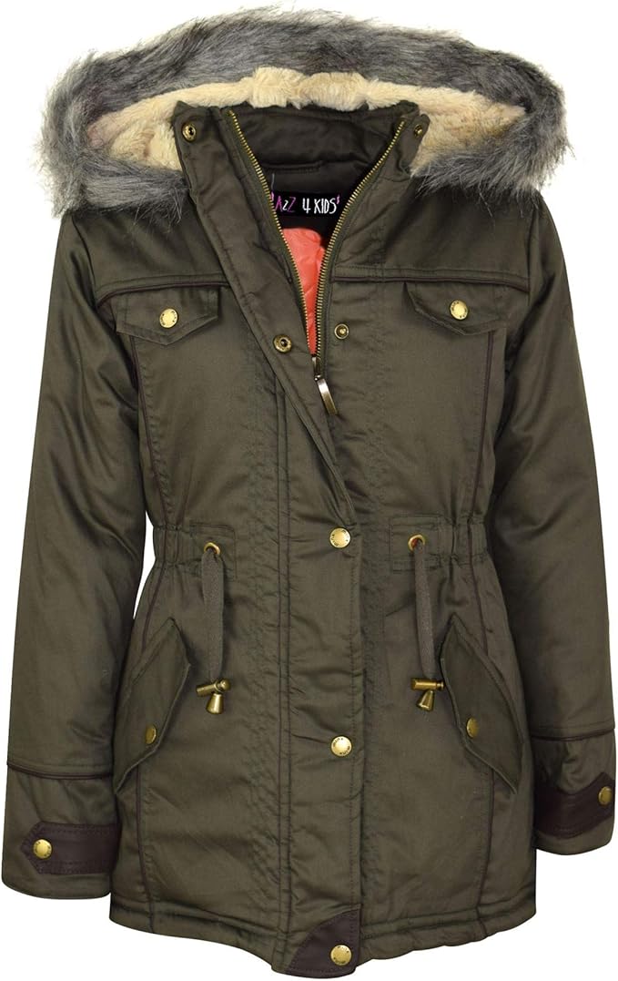 A2Z 4 Kids Bambini Cappuccio Giacca Ragazze Faux Pelliccia Parka Scuola ...