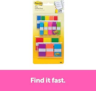 Post-it Flags Value Pack, .5" x 1" & 1" x 1.7", 320 Flags with 4 ...