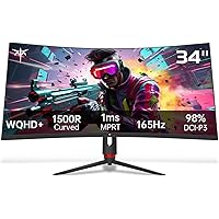 KOORUI 34-inch Ultrawide Curved WQHD 3440×1440 Gaming Monitor, 165Hz ...
