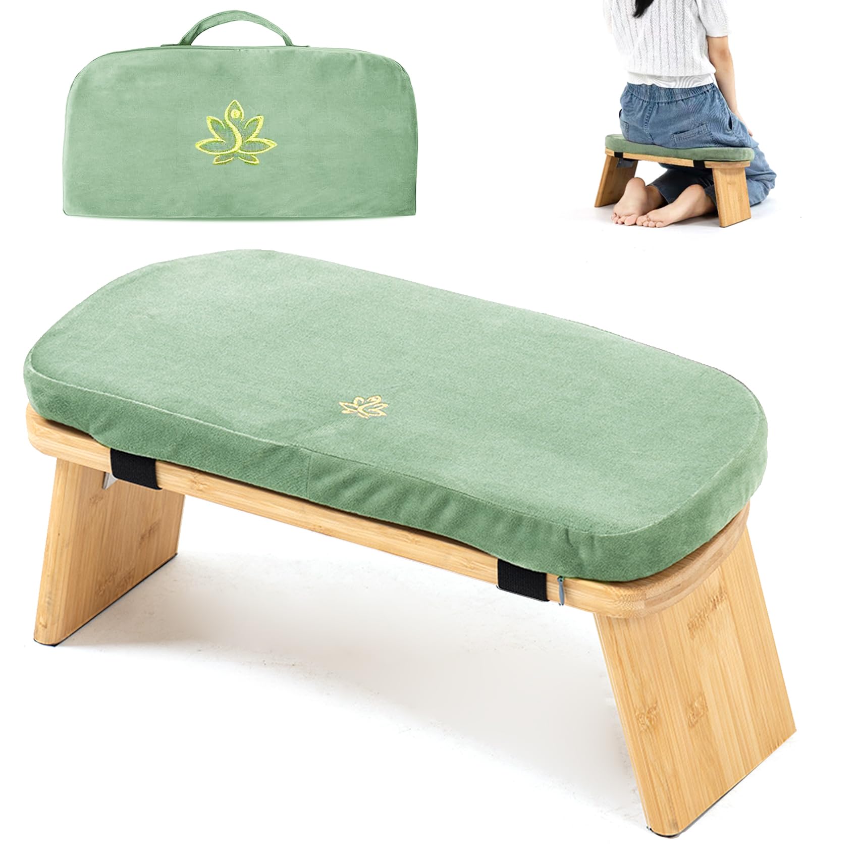 Estleys Meditation Bench, Bamboo Meditation Stool, Folding Kneeling ...
