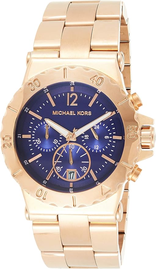 Michael Kors Ladies Watch MK5410 with Blue Dial and Rose Gold Plated ...