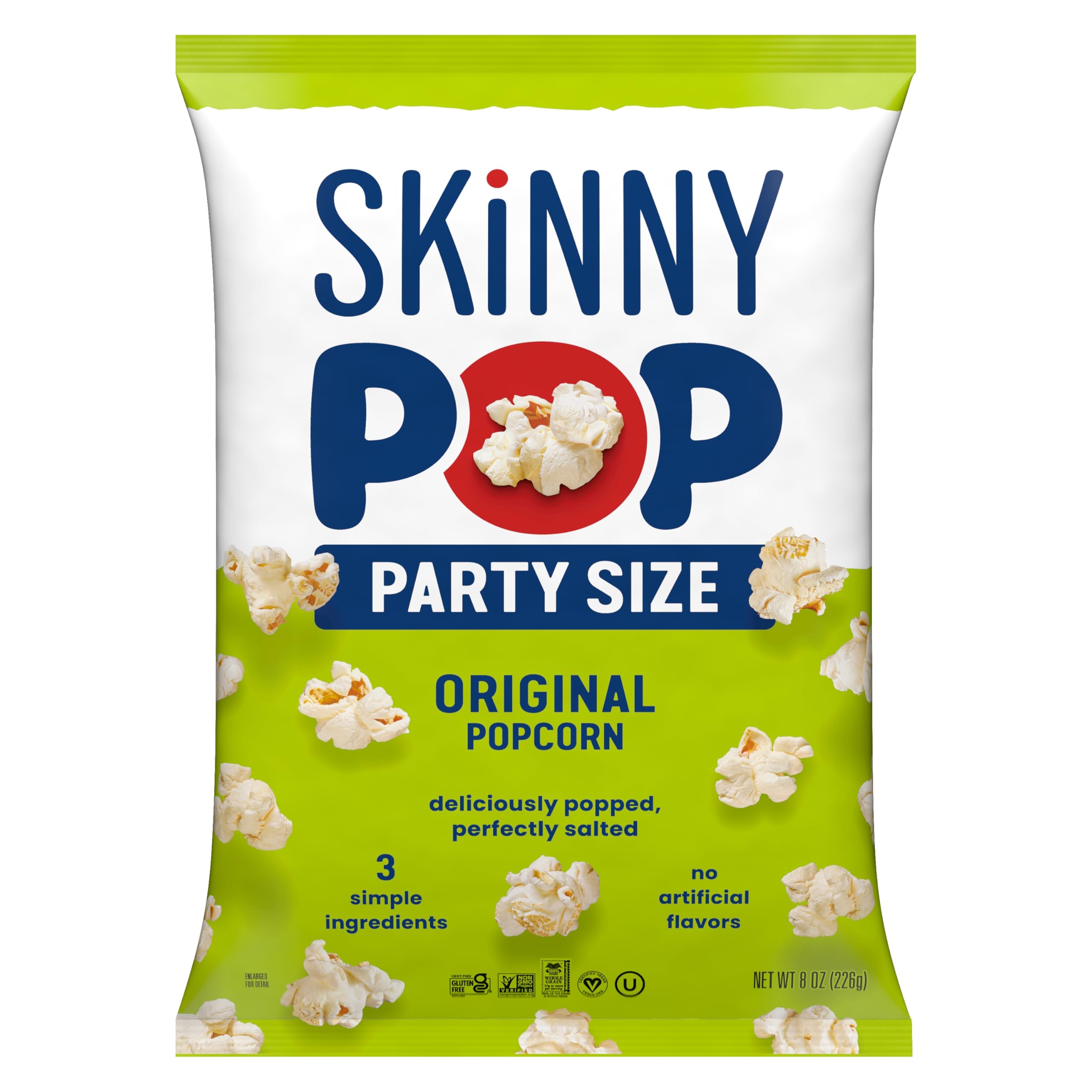 SkinnyPop Popcorn, Original, Whole Grain, Dairy-Free Snack, 8oz Family ...