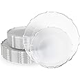 Amazon.com: Exquisite Tinted Plates 80 Piece Plastic Disposable Plates ...