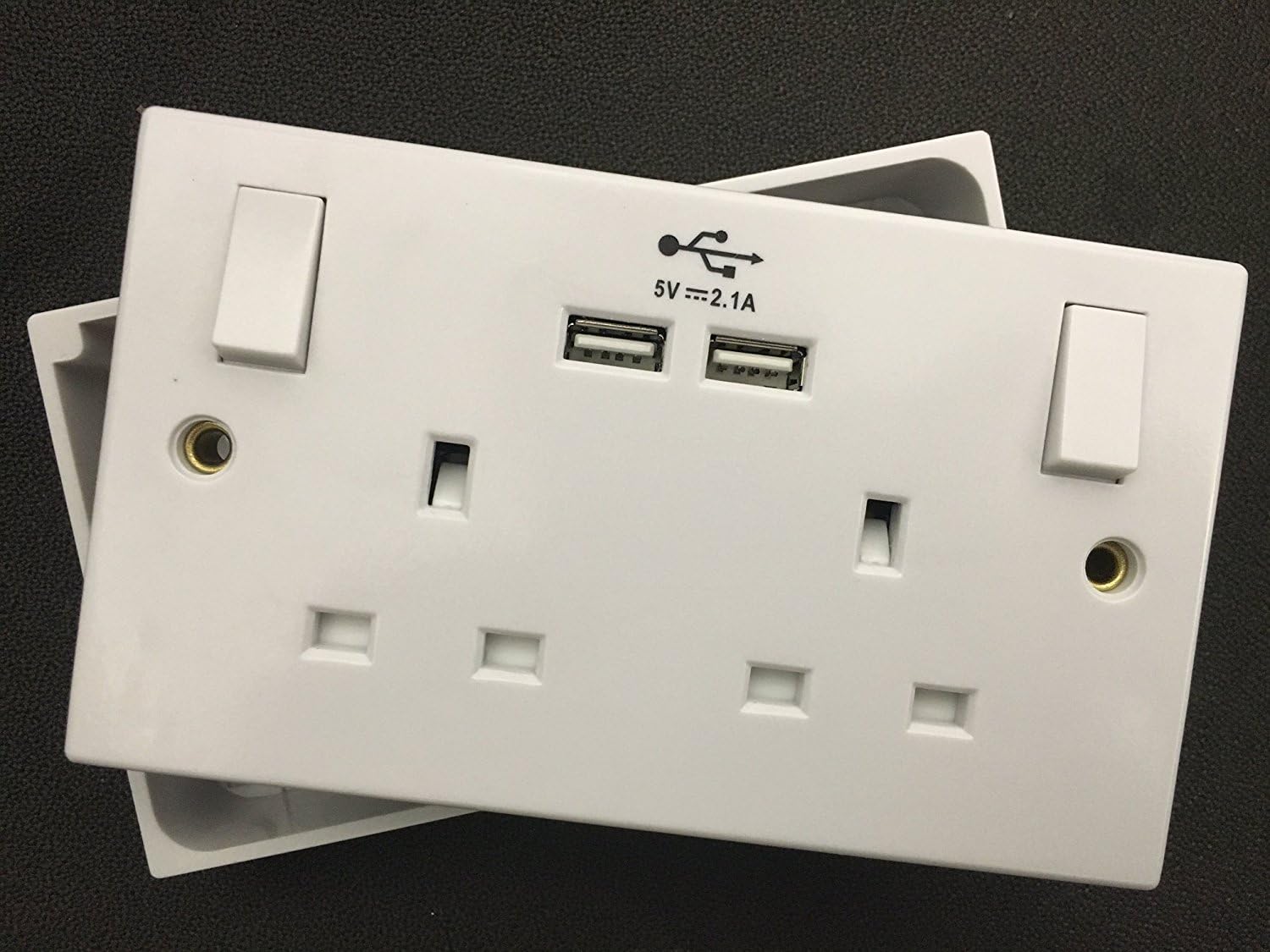 LILMACC,Double 2 Gang Plug Socket & 35MM Back Box Pattress 13A with 2 ...