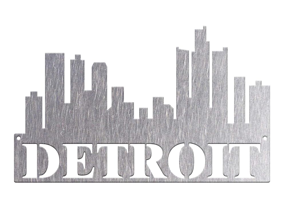 Amazon.com: 16" to 36" Rustic Detroit Skyline Sign Wall Decor wall ...