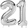 Amazon.com: xo, Fetti Number 21 Jumbo Silver Foil Balloons - 40" | Fun ...