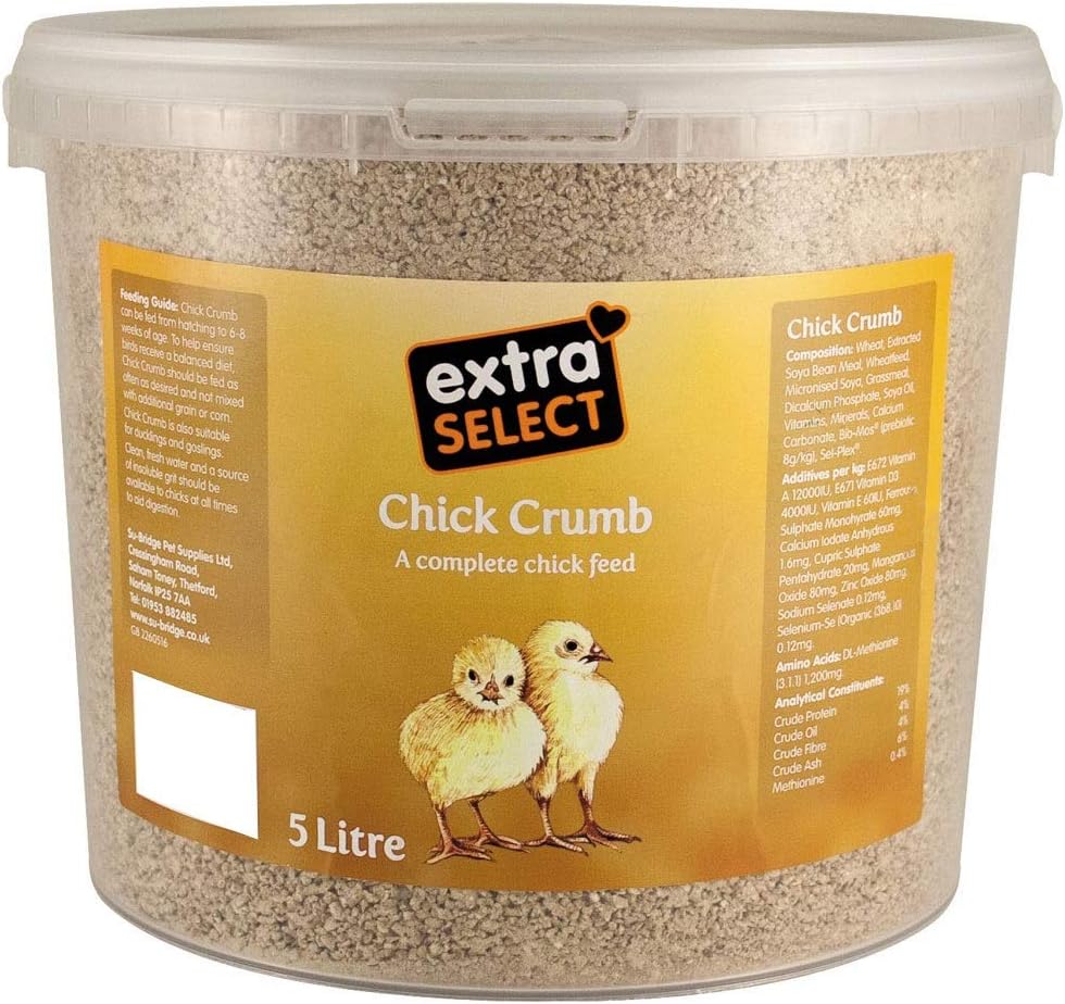 Extra Select Chick Crumbs Complete Chick Feed Tub, 5 Litre: Amazon.co ...