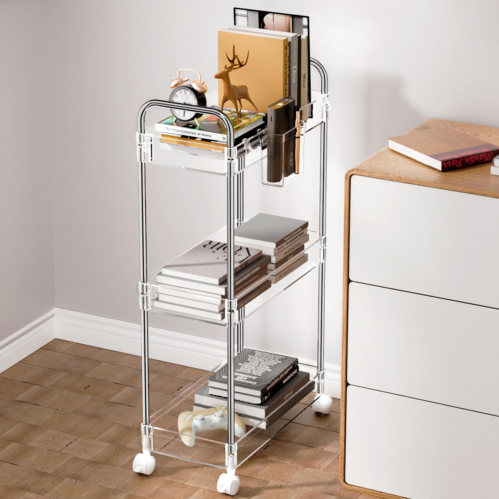 Mua SPACEKEEPER Acrylic Storage Trolley with 3 Levels, Recess Shelf on ...