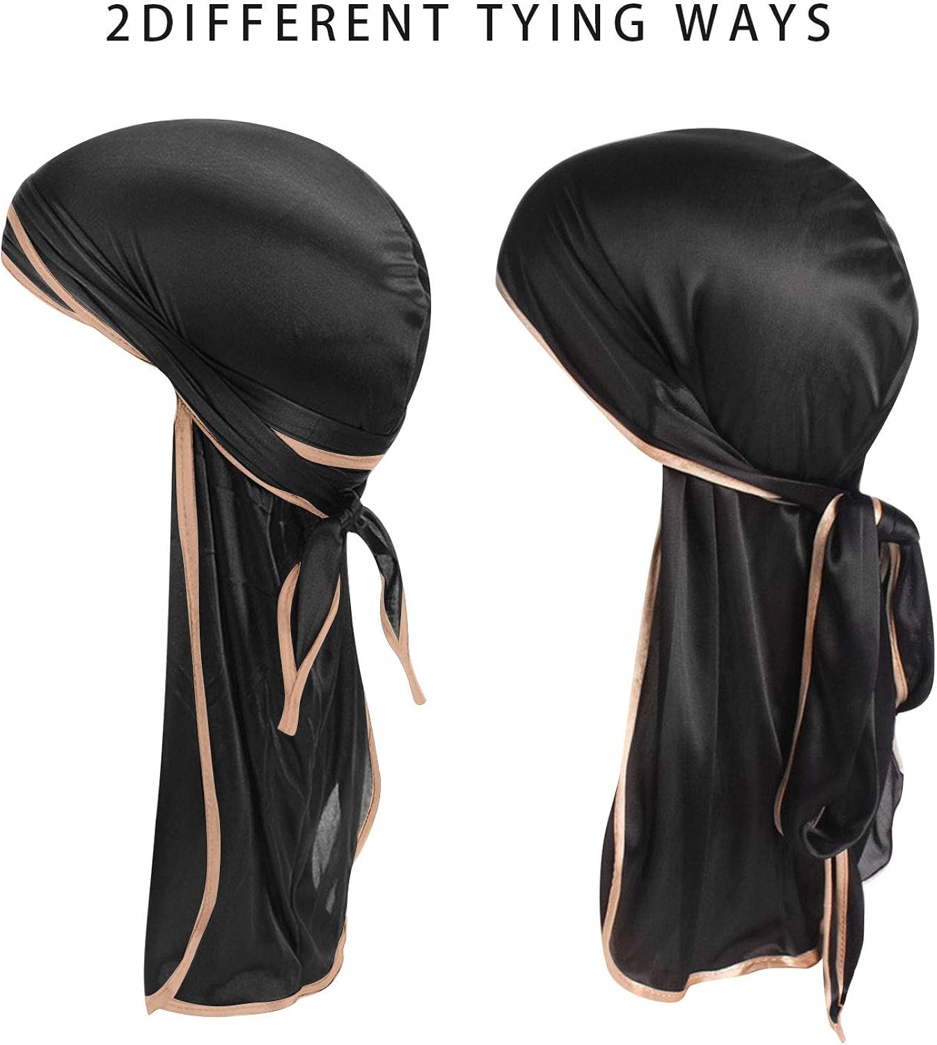 AURANSO 2 Pcs Silky Durag Men Soft Silk Durags 360 Waves Headwraps ...