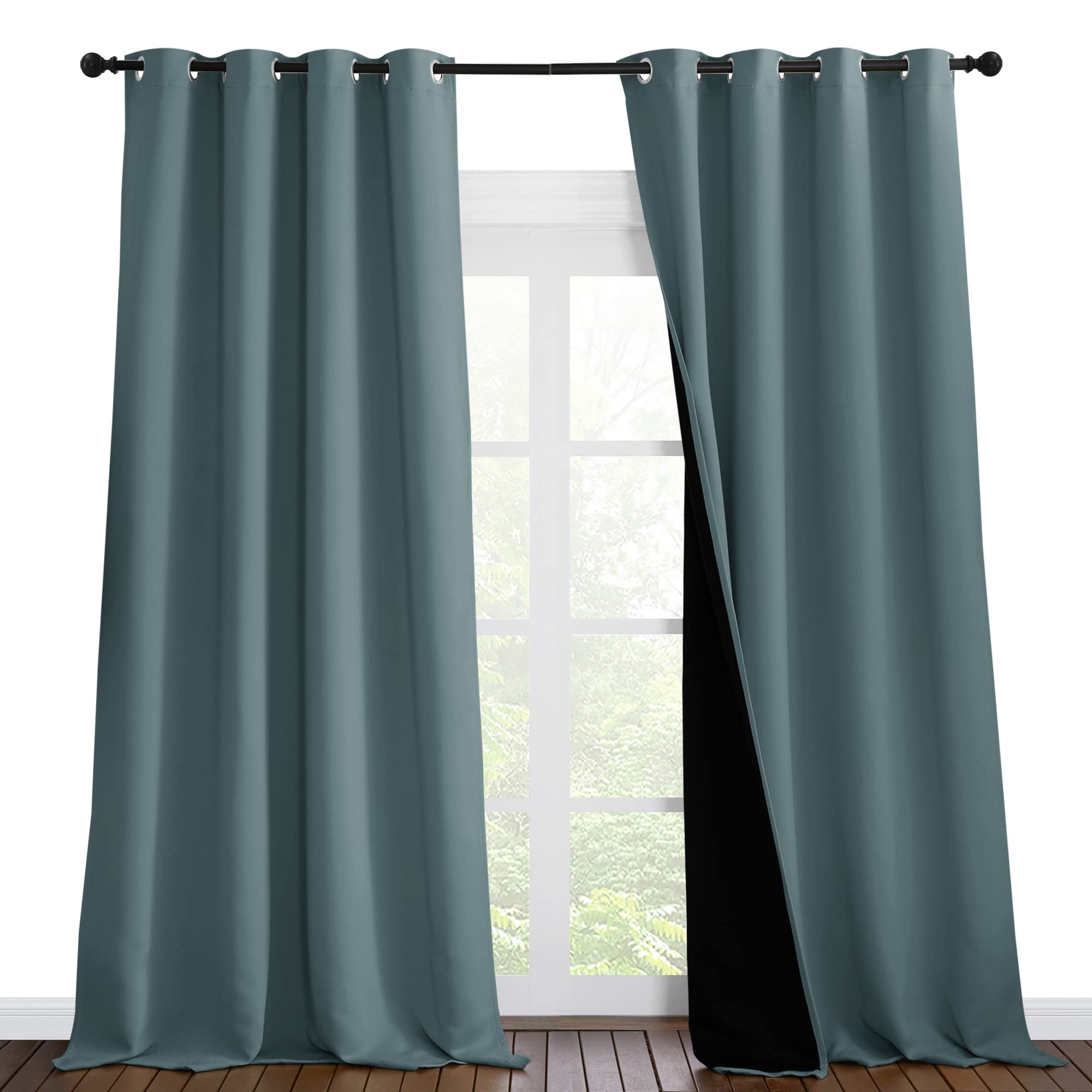 NICETOWN Full Shading Curtains for Windows, Super Heavy-Duty Black ...