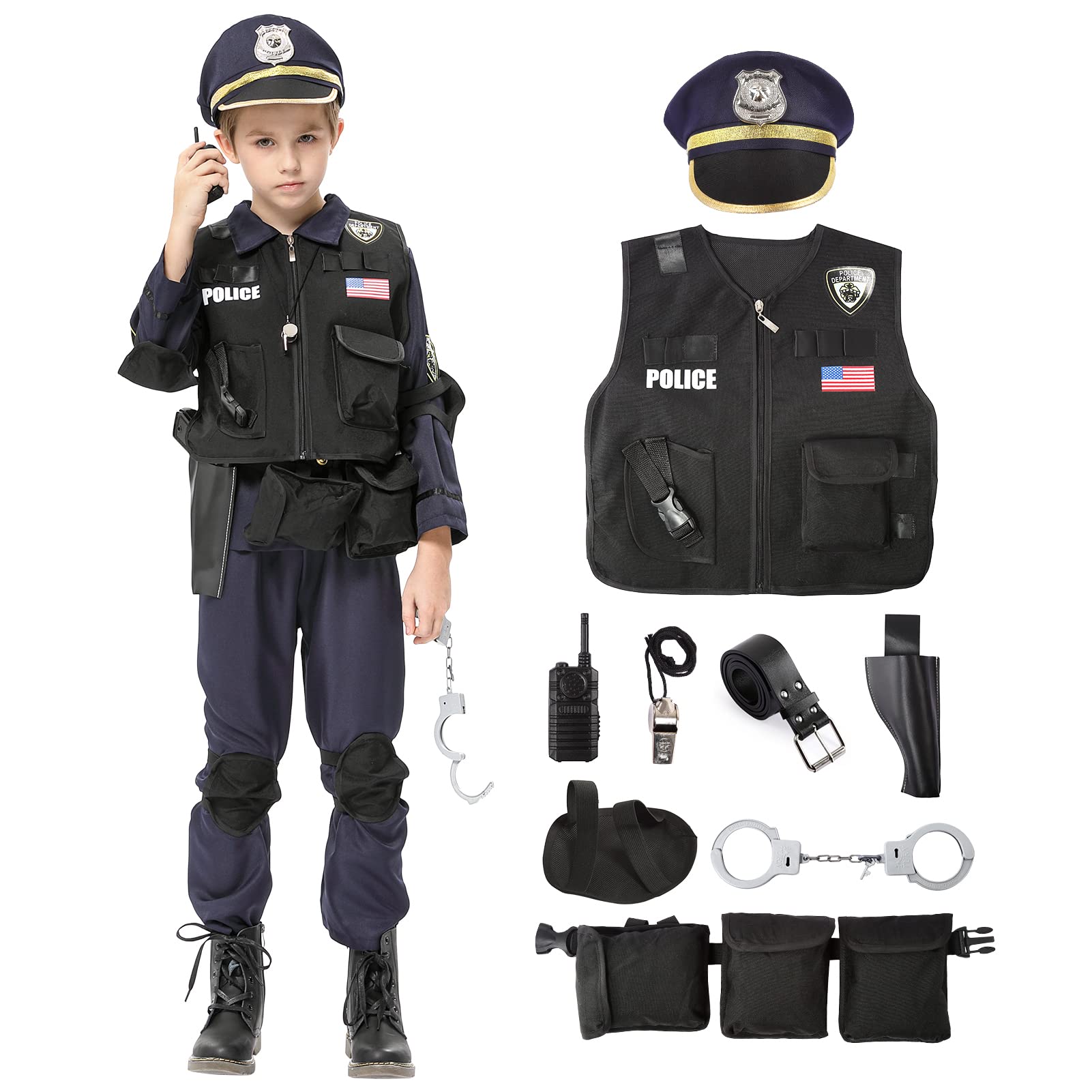 Twister.CK Police Officer Costume for Kids,Police Costume for Boys ...