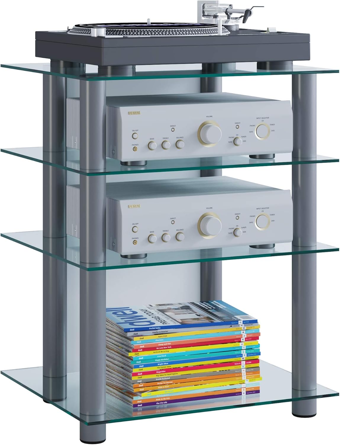 VCM Hifi AV TV Furniture Shelf Entertainment Unit Lowboard Glass “Bilus ...