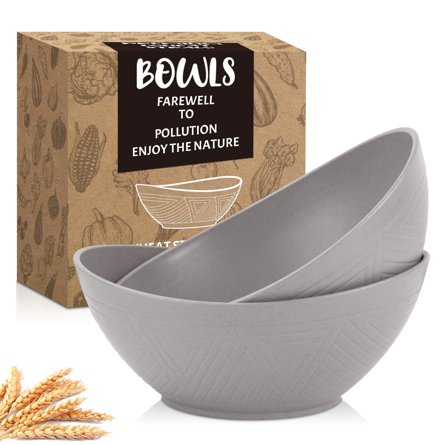 Homienly Wheat Straw Bowl Set Large Serving Bowls for Party 60 OZ ...