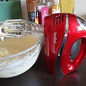 VonShef Professional 300W Hand Mixer, Red, Includes Chrome Beaters ...