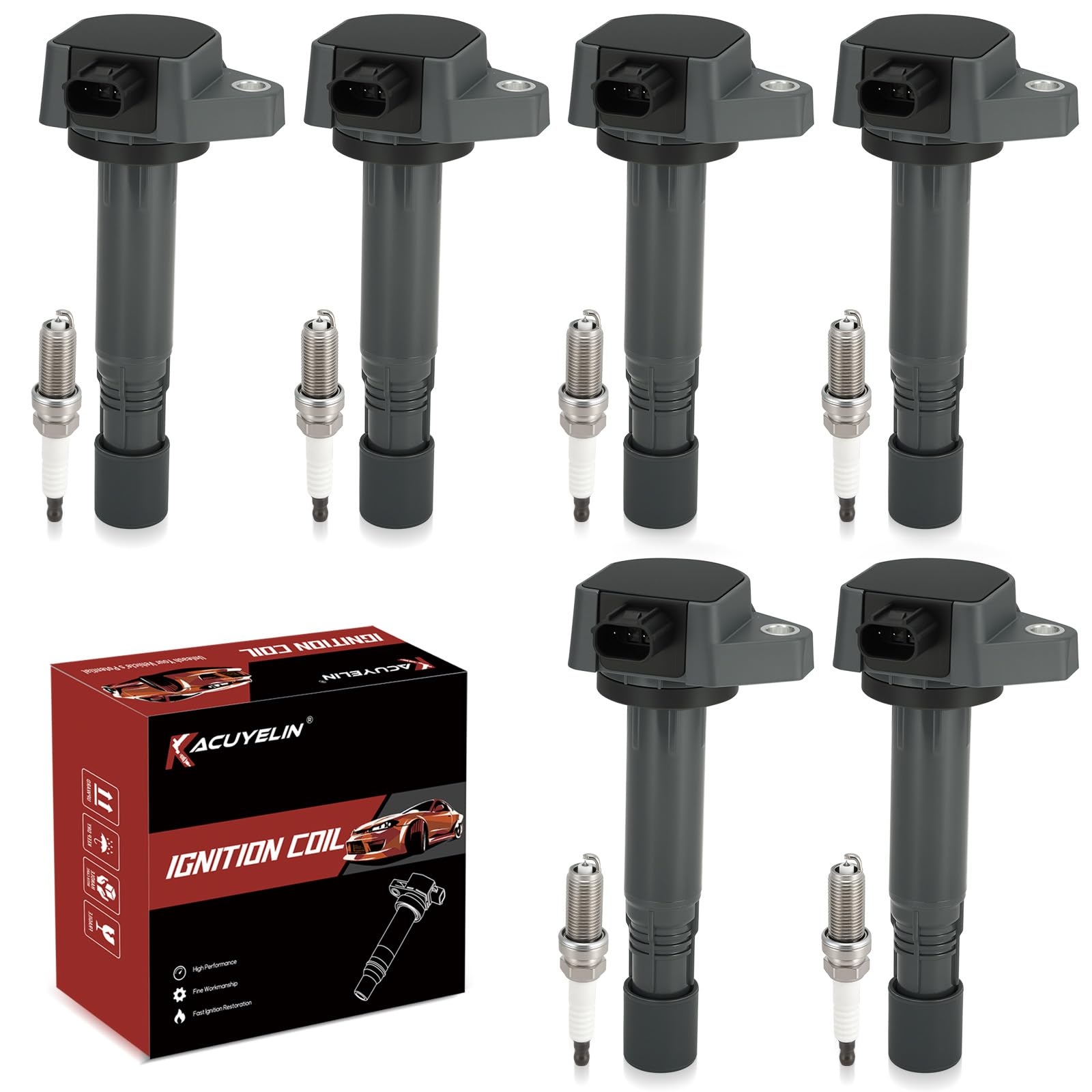 UF624 Ignition Coil Pack and Iridium Spark Plugs Set of 6 Compatible ...