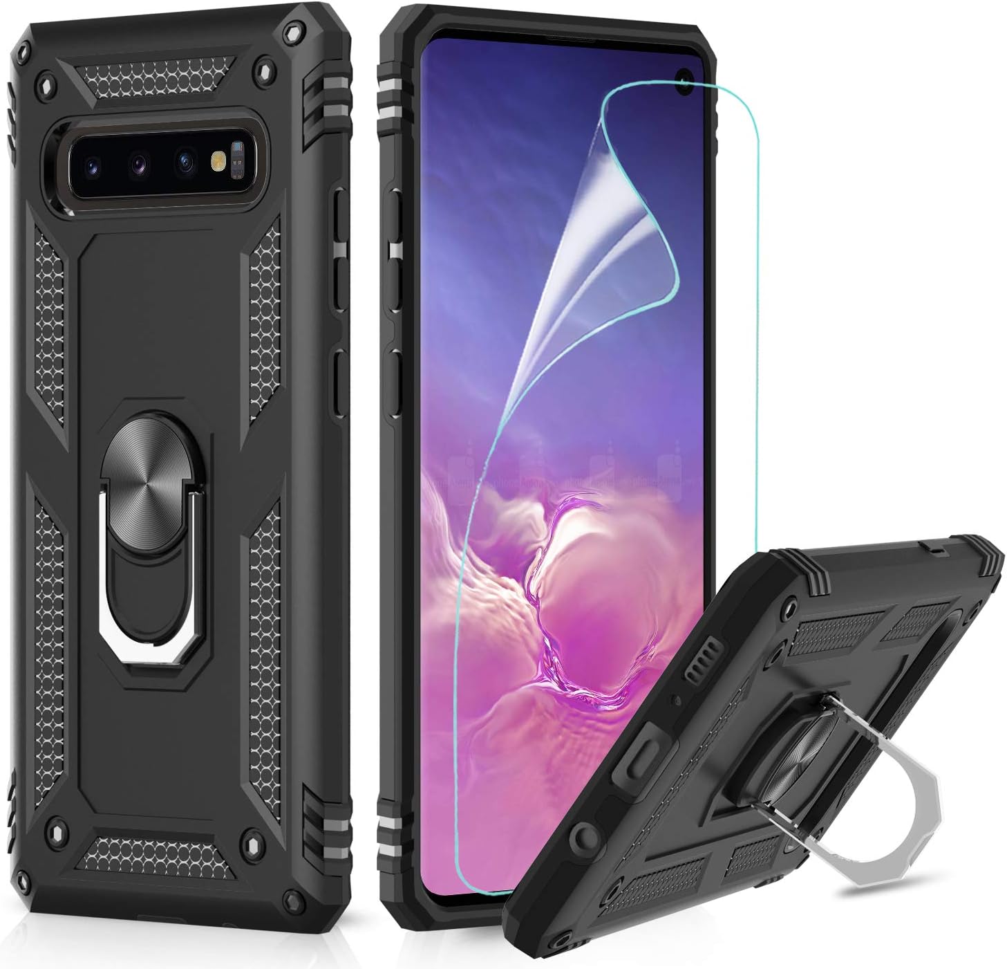 LeYi Galaxy S10 Case with Ring Holder Kickstand, Full Body Protective Silicone TPU Gel ...