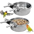 Amazon.com : PINVNBY Stainless Steel Bird Bowl Parrot Food Water Bowls ...