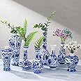Amazon.com: Hushee Set of 8 Small Blue and White Chinoiserie Vase ...